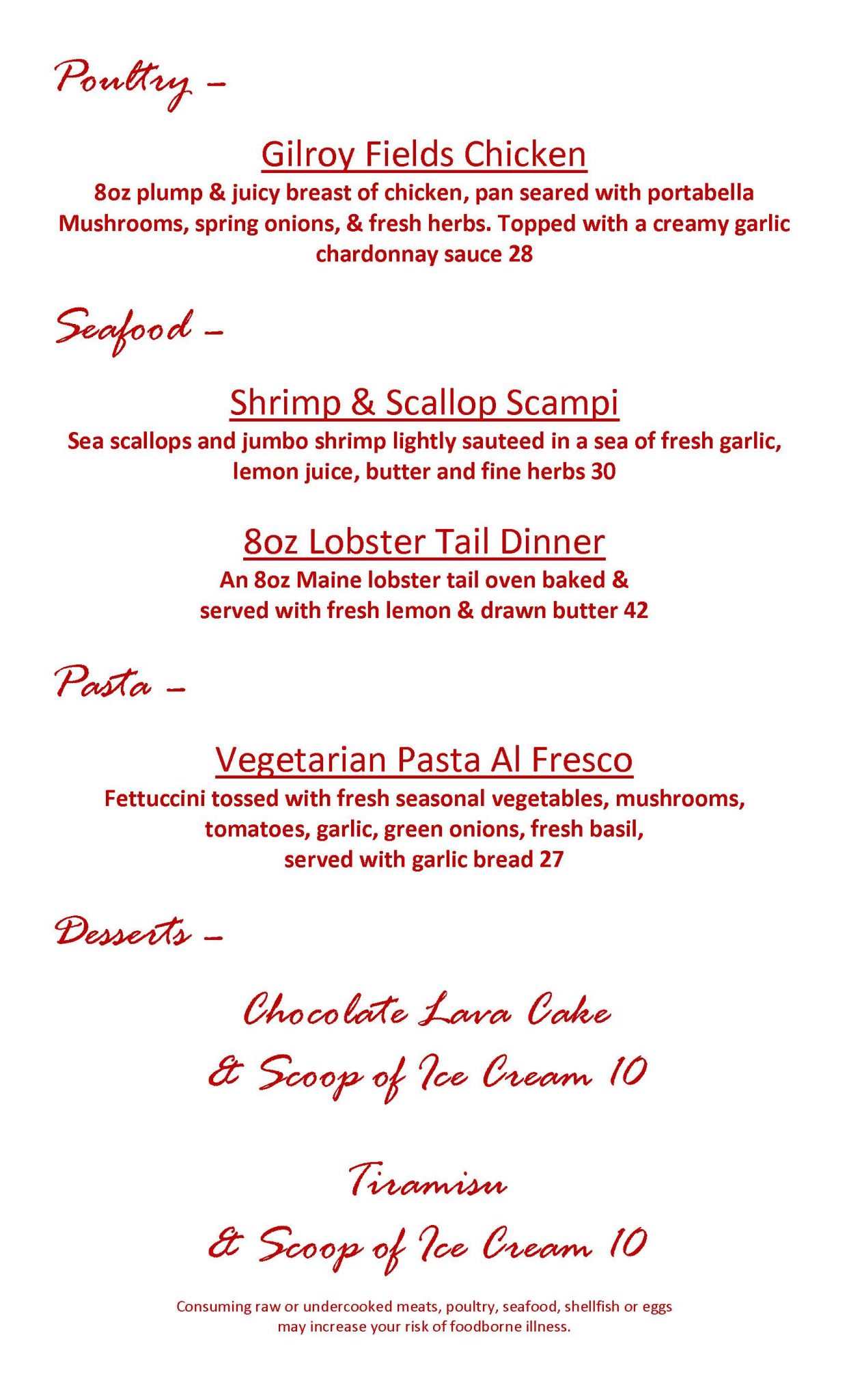 Steak House Menu At Topaz Lodge Casino Resort | Topaz Lodge