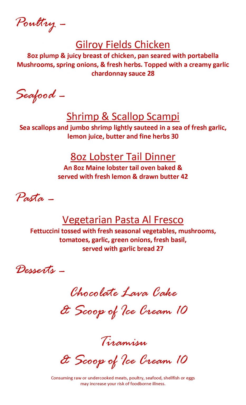 Steak House Menu At Topaz Lodge Casino Resort | Topaz Lodge