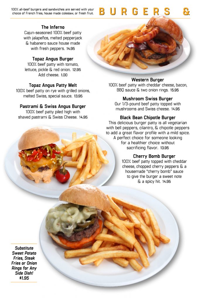 Lakeview Diner Menu Breakfast, Burgers, Home Cooking | Topaz Lodge