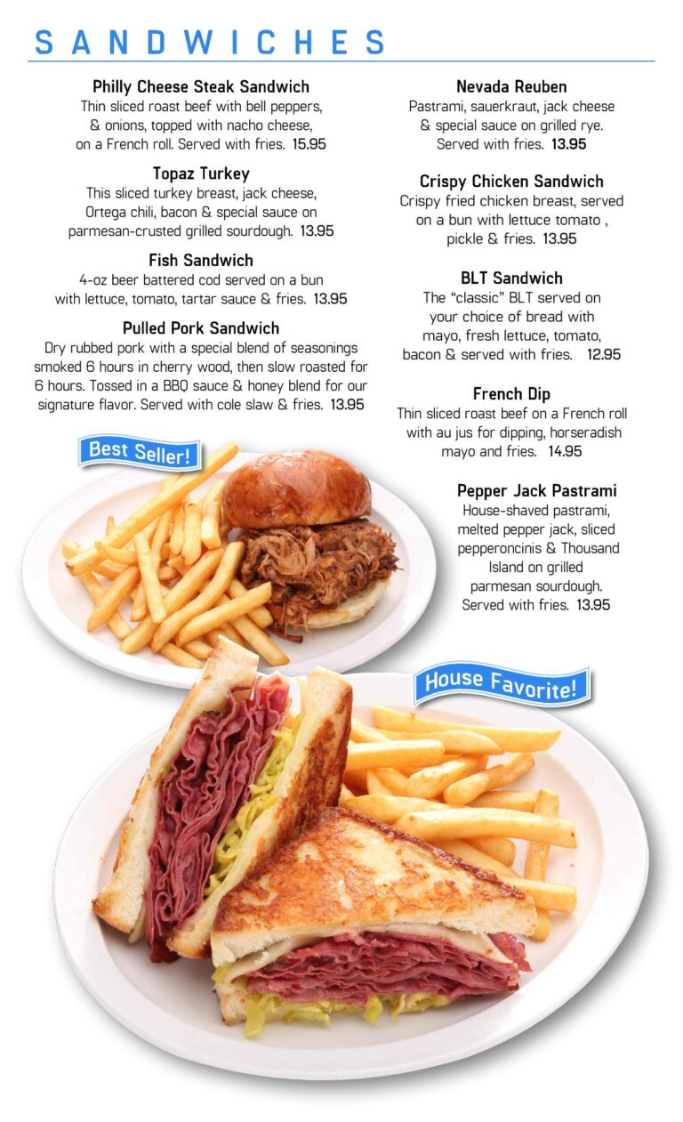 Lakeview Diner Menu Breakfast, Burgers, Home Cooking | Topaz Lodge