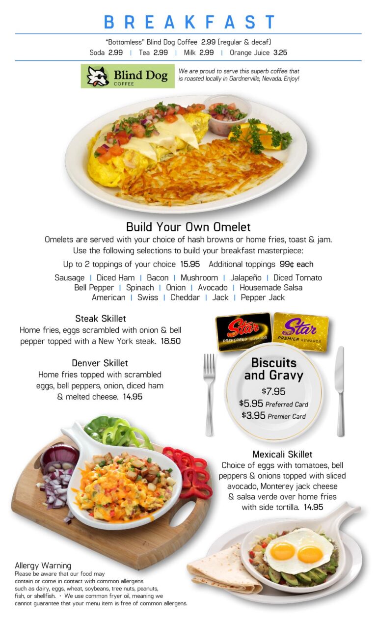 Lakeview Diner Menu Breakfast, Burgers, Home Cooking | Topaz Lodge