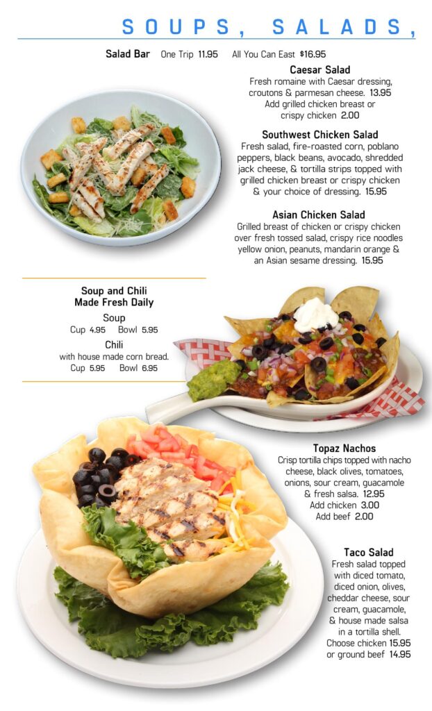 Lakeview Diner Menu Breakfast, Burgers, Home Cooking | Topaz Lodge